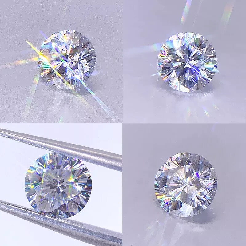 10 Cuts White D Color VVS1 Round Shape Moissanite Stone GRA Certificate ...