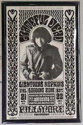 Grateful Dead & Lightning Hopkins 1966 Filmore Concert Poster 11 X 17 ...