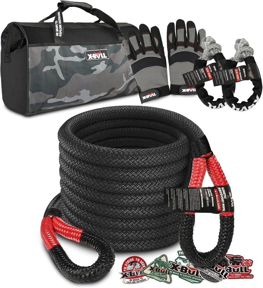 X-BULL 4WD Recovery Kit Kinetic Rope Soft Shackles Recovery Tracks 2PCS ...