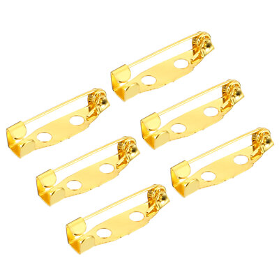 50Pcs Safety Bar Pins 20mm Brooch Clasp Pin Backs for ID Badges, Gold ...