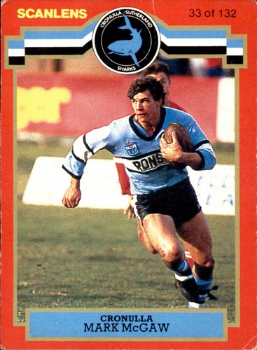 1986 Scanlens rugby league NRL card CRONULLA SHARKS #33 MARK MCGAW | eBay