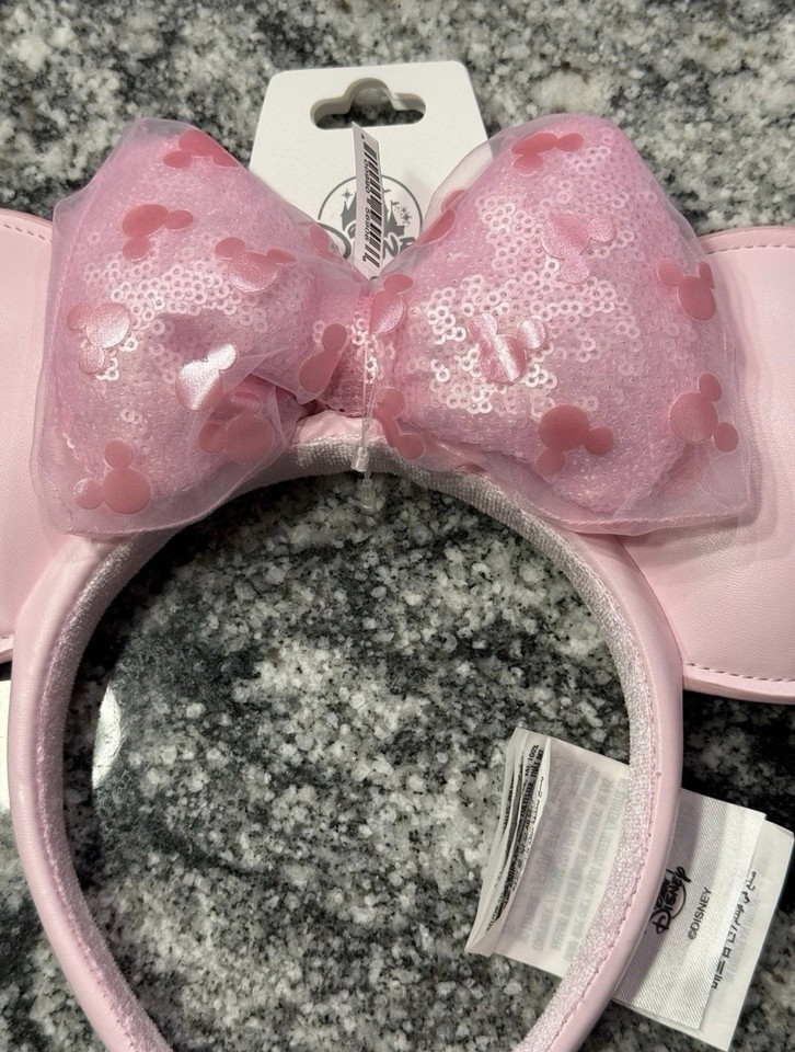 Disney Minnie Mouse Pink Sequin Bow Ears Headband Disney Franchise ...
