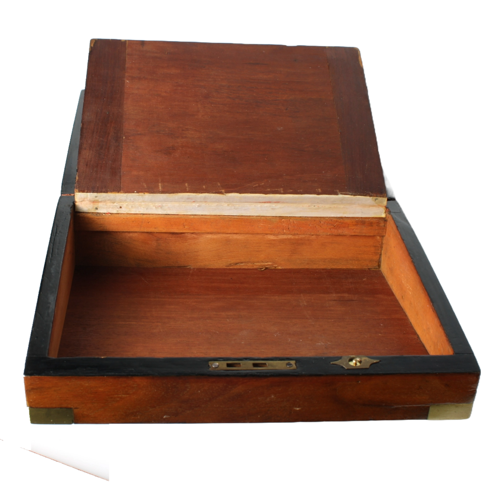 Antique Wooden Writing Box | Brass Details and Inscription | 1899 ...