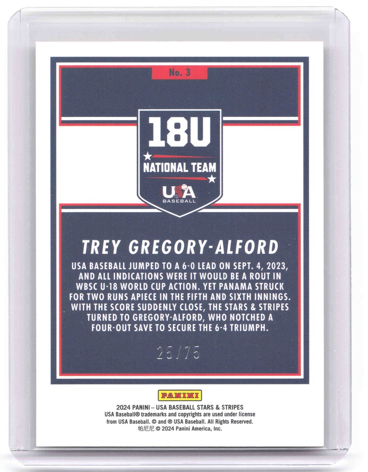 2024 Panini Stars & Stripes #3 Trey Gregory-Alford Orange Disco #25/75 ...