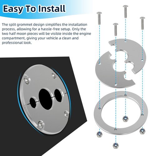 Aluminum Firewall LS Harness Split Face Grommet 3 Hole For Holley ...