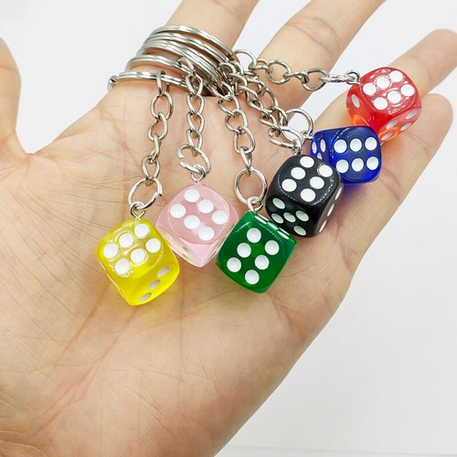 Dice Keychain Keyring Casino Gambling Key Chain Ring Fob Bag Pendant ...