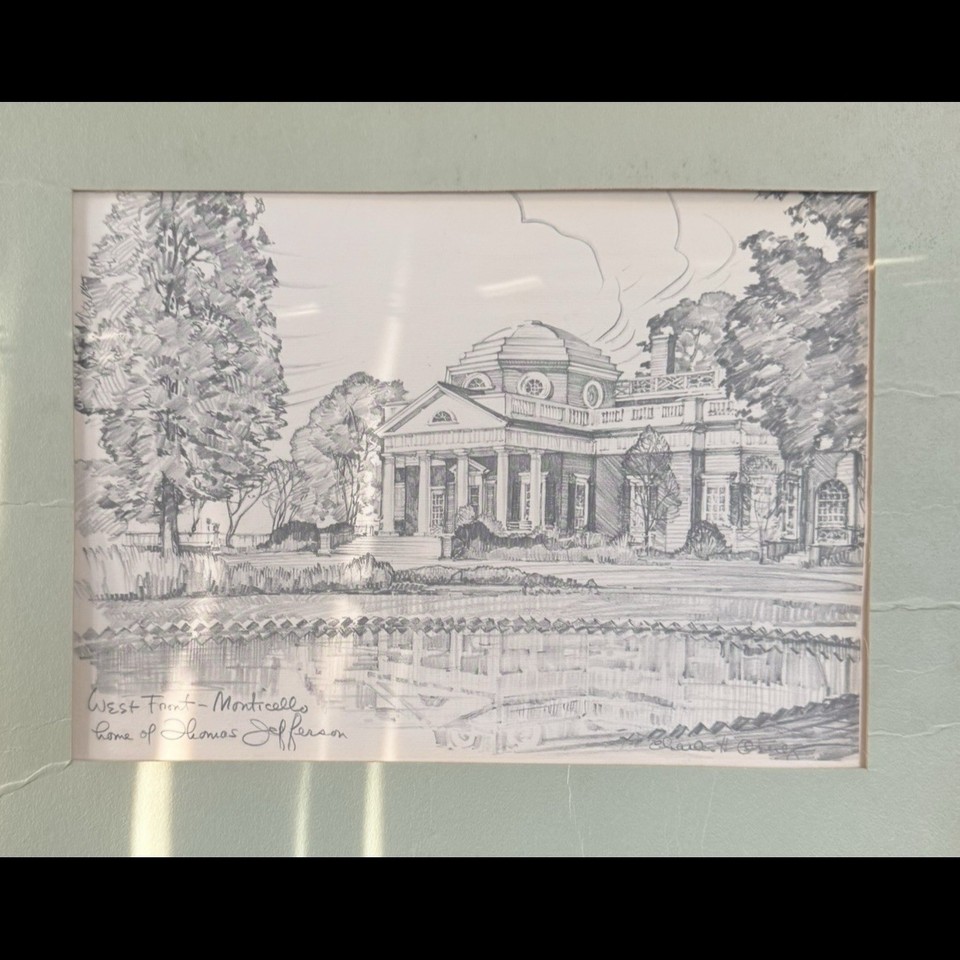 Monticello, Thomas Jefferson's Home, Artist Drawing by Charles H ...