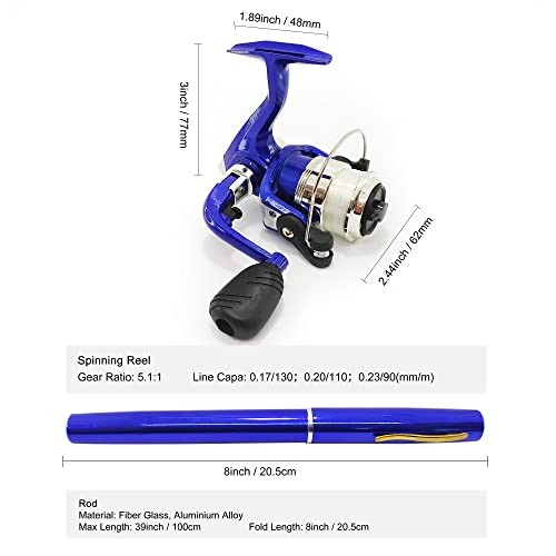 Portable Pocket Telescopic 38inch Mini Pen Fishing Rod Spinning Reel ...