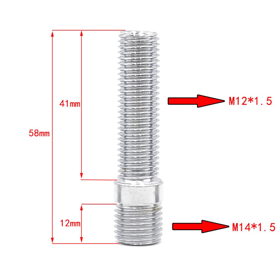 20PC 14x1.5 to 12x1.5 58mm Wheel Stud Converision Tall Lug Bolts Screw ...