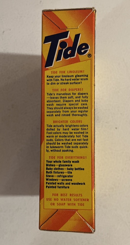 Vintage 1950s Sample Size Tide Detergent Box NOS Full Unopened Vivid ...