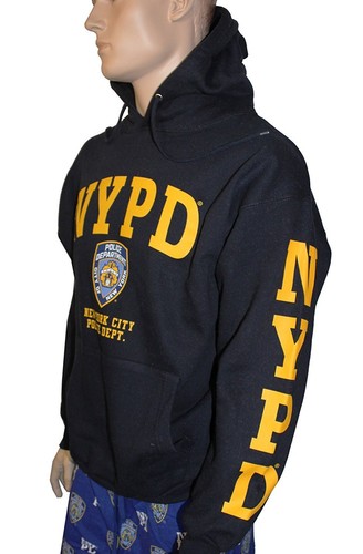 NYPD Hoodie Yellow Sleeve Print Sweatshirt Navy New York Shirt Mens ...