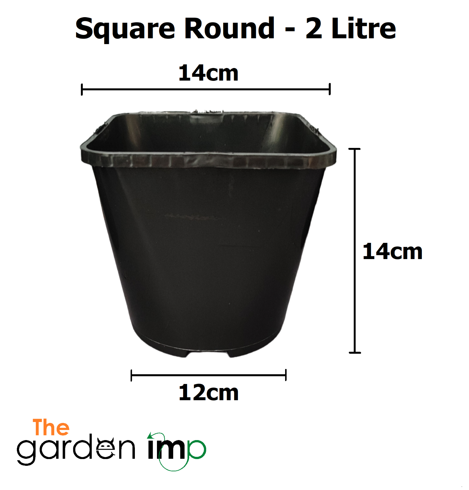 2L Plant Pots Square Black Plastic Litre Strong Hydroponic Nursery 14cm ...
