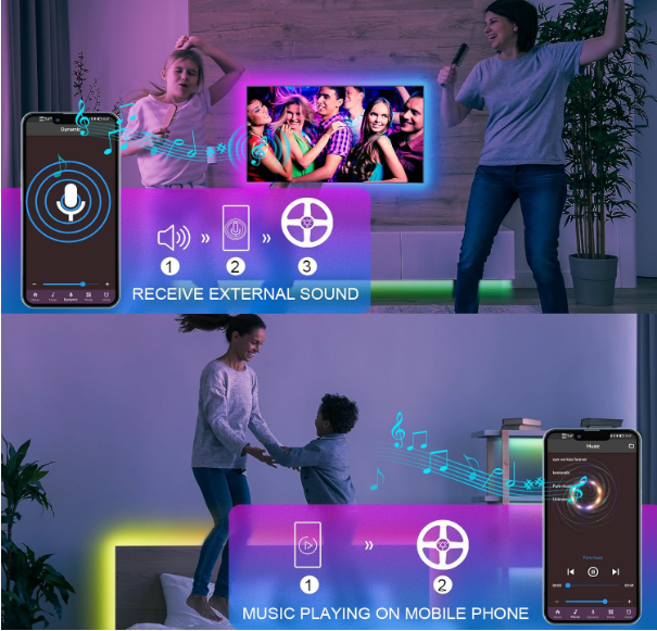 100ft RGB Outdoor LED Strip Lights Waterproof IP68 Music Sync App ...