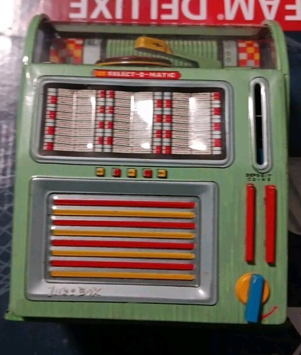 VINTAGE TIN LITHO HAJI JAPAN WIND UP TOY 100 SELECT-O-MATIC JUKEBOX ...
