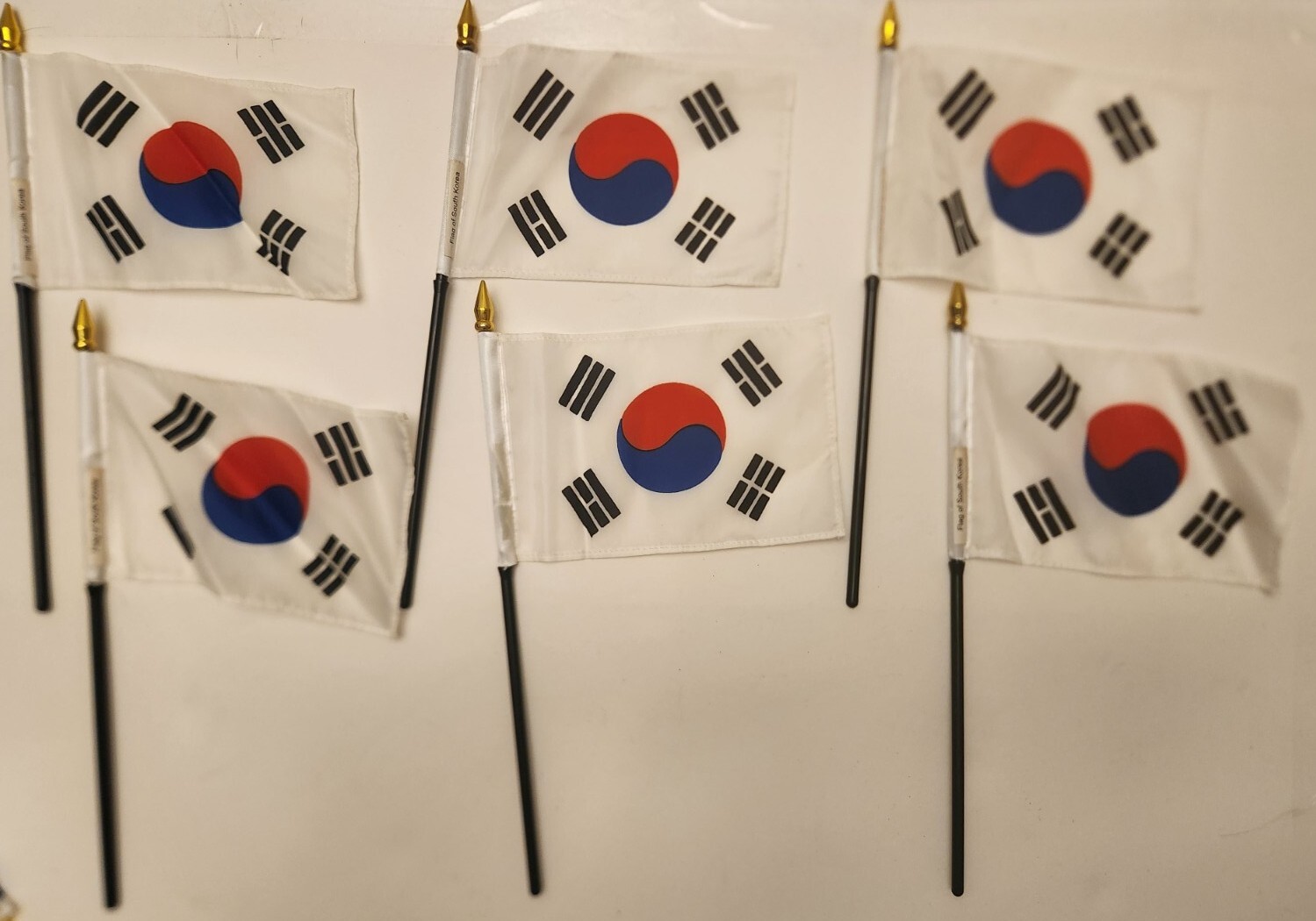 Lot of 6 Mini South Korea Korean Flags 4x6 Handheld Flags on 11" Mini ...
