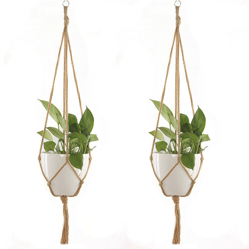 Hanging Basket Net Green Flower Pot Hanging Net Woven Plant Gardening ...