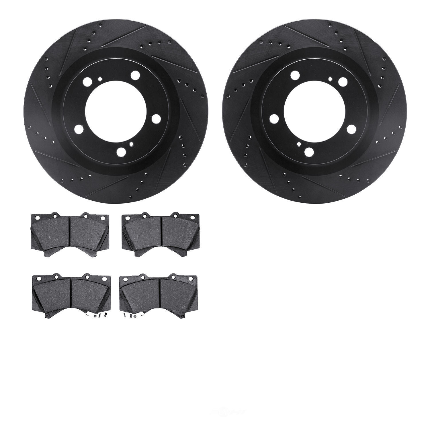 Disc Brake Kit-Rotors-Drilled and Slotted-Black with Heavy Duty Brake ...