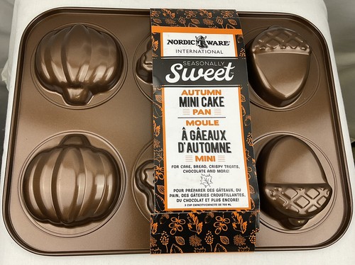 Nordic Ware Mini Cake Pan Pumpkin Acorn Leaf Fall Bakeware New | eBay