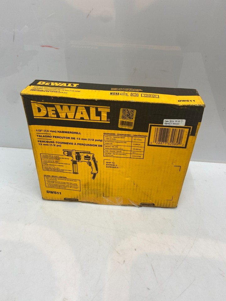 DeWALT DW511 120V 7.8Amp Corded VSR Single Speed 1/2" Hammer Drill | eBay