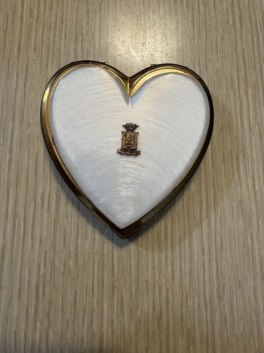 Vintage 1950’s Heart Shaped Compact with Mirror Crested Fraternity ...