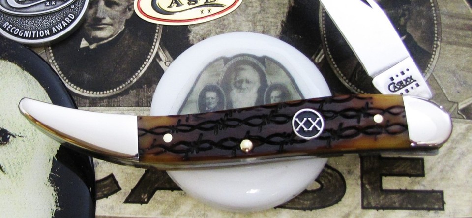 Case XX Barb Wire Toothpick Knife 2001 SFO Barb Wire Bone & XX Shield ...