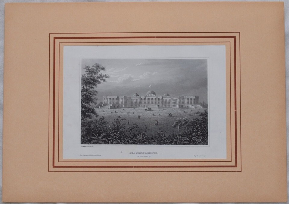 Animated View Washington Capitol Building USA 1855 White House United ...