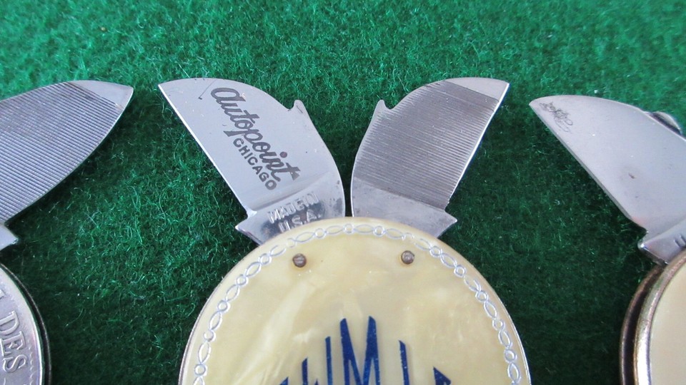 RARE LOT 3 Round Knives FOBS ELOI France Abercrombie & Fitch, Autopoint ...