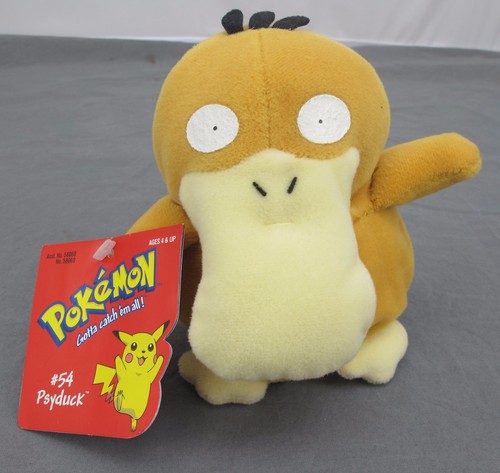Pokemon 5'' Psyduck Plush 1998 Hasbro Nintendo Soft Toy Figure Pokedex ...