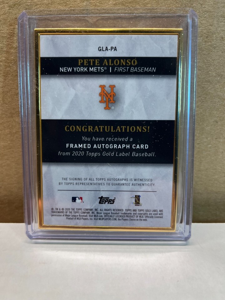 2020 Topps Gold Label Pete Alonso Mets Blue Framed Autograph Auto /50 ...