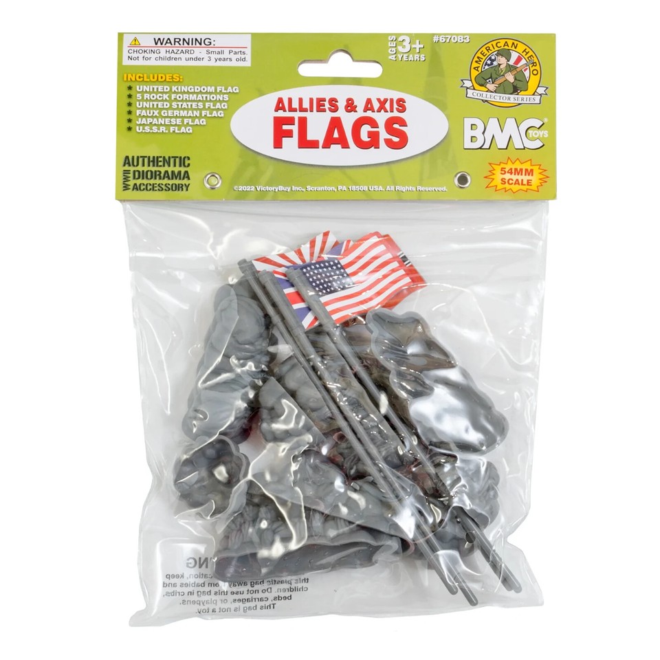 1:32 54mm WWII Allies & Axis Flag w Rocks Plastic Toy Soldier BMC 67083 ...