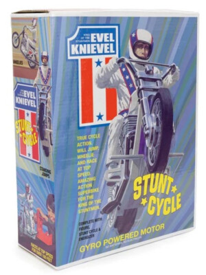 EVEL KNIEVEL STUNT CYCLE BOX...2024 RE-ISSUE of 70's CLASSIC....BOX ...
