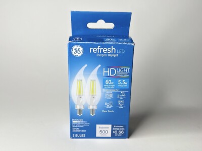 GE Refresh LED Light Bulbs 40 Watts CA11 Daylight Clear 36978 (2 Pack ...