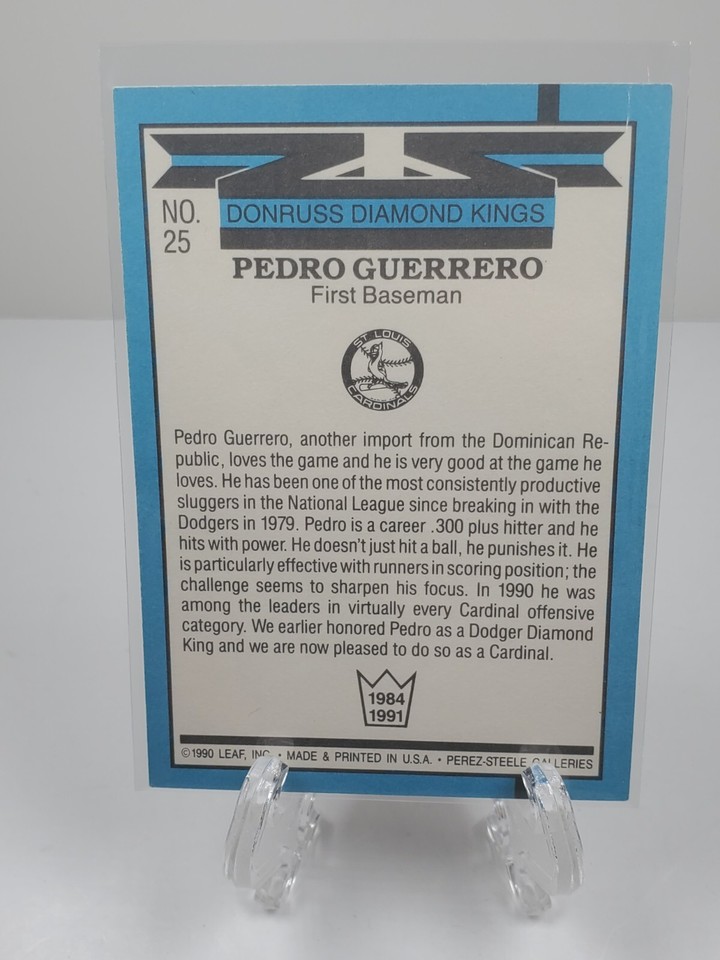 Donruss 1991 Baseball Card #25 Pedro Guerrero St Louis Cardinals ...