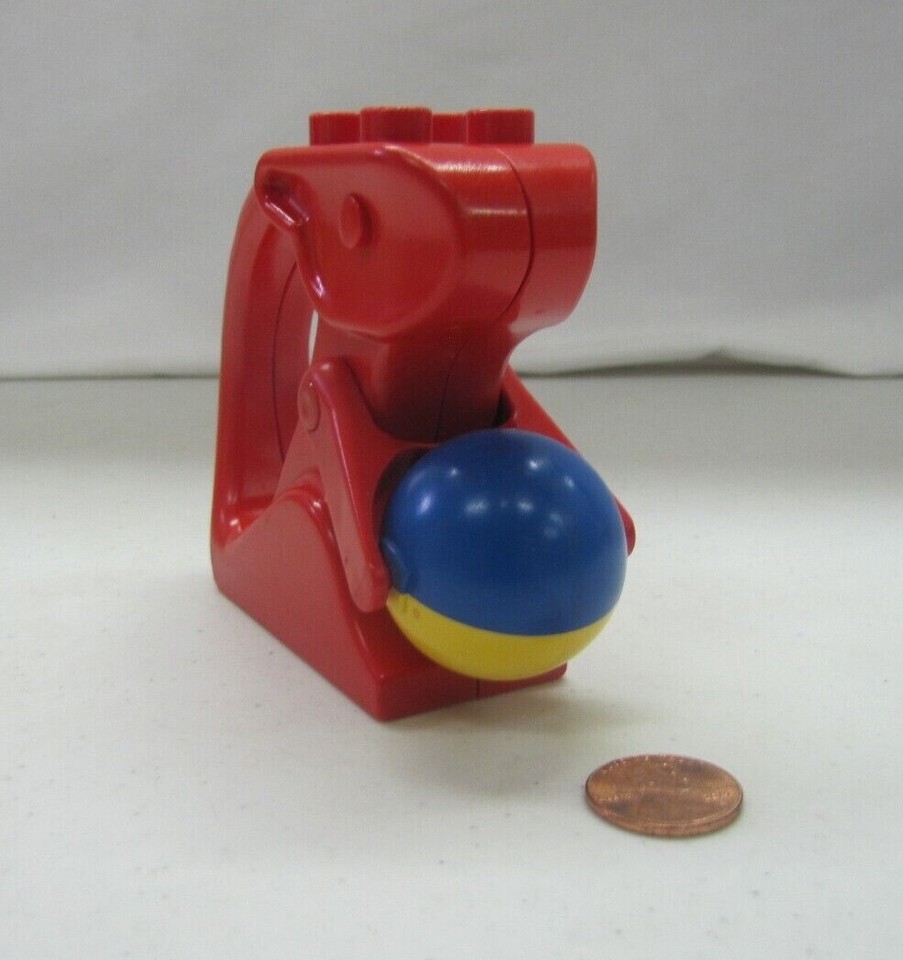 1990 LEGO Duplo Vintage RED BUNNY RABBIT BABY RATTLE TOY w/ MOVING BALL ...