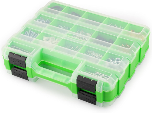 Small Parts Organizer 34 Compartments Double Side Tool Box with ...
