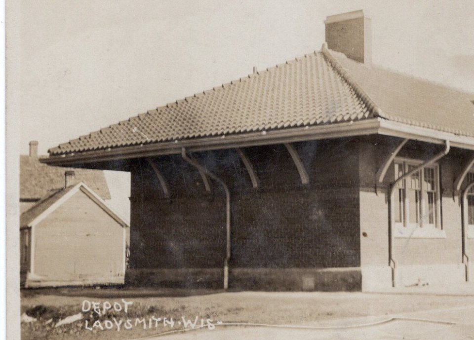 Ladysmith Wisconsin Train Depot RPPC 1908 Postmarked Sept. 19 Message ...