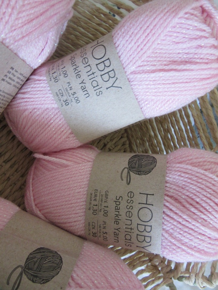 Hobby Essentials Pink Sparkle Knitting Yarn Wool 200g (4 x 50g) | eBay UK