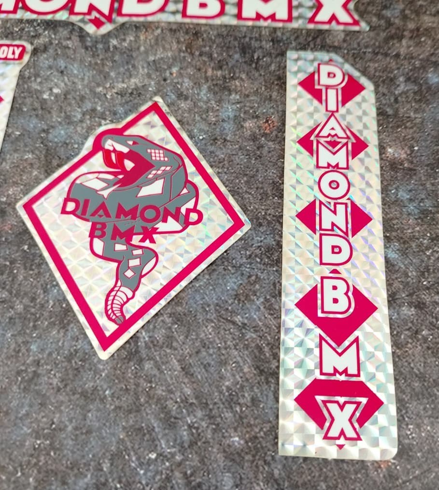 1 SET OF NOS DECALS RED DIAMONDBACK STICKER BMX BICYCLE FRAME OLD ...