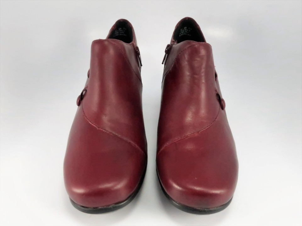 Clarks Side-Zip Shooties Womens Size 6.5M Burgundy Leather Booties ...