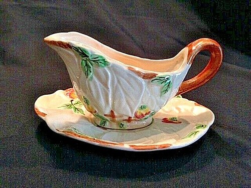BRENTLEIGH WARE BEECH SAUCE BOAT & SAUCER CIRCA '1920-39 STAFFORDSHIRE ...