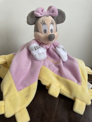 DISNEY PARKS Minnie Mouse Lovey Pink Yellow Square Security Blanket ...