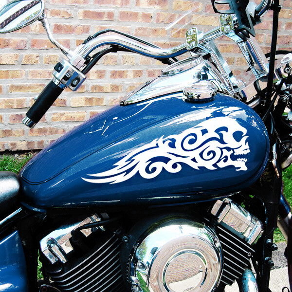 Tribal Skulls Decal Set, Motorcycle Tank 2 Skull Sticker Kit #451 ...