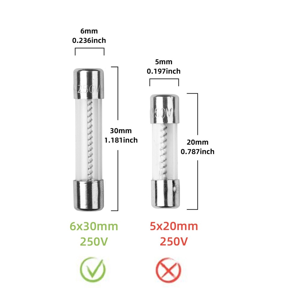 20pcs 5A 250V Slow Blow Fuse Glass 5 amp Time-Delay Fuse 6X30mm ...