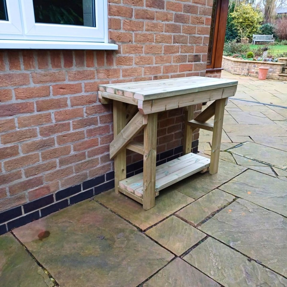 Indoor/Outdoor Wooden Workbench. Garden Work Table. BBQ/Pizza oven ...