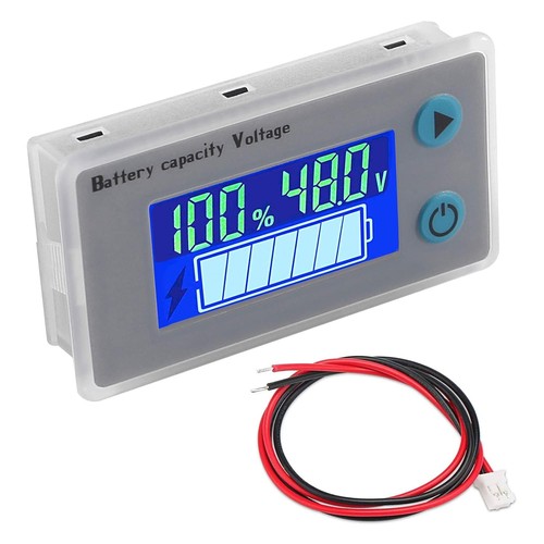 10-100V Battery Monitor LCD 12V 24V 36V 48V Digital 1 Pack, Red ...