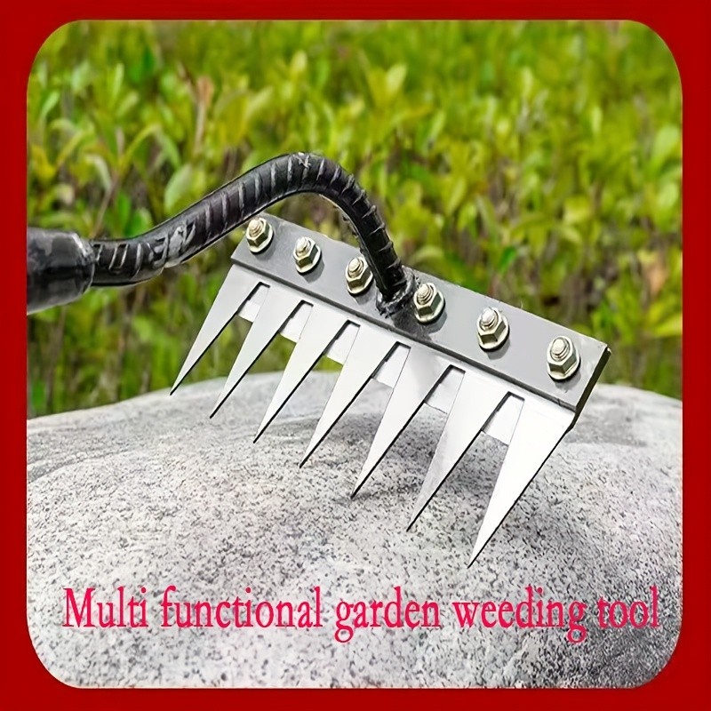7 Teeth Carbon Steel Garden Weeding Rake, Garden Rakes Metal Heavy Duty ...