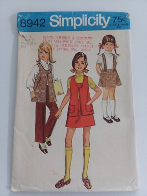 Simplicity Sewing Pattern #8942 Girl Size 14 Bust 32 Waist 26 1/2" | eBay