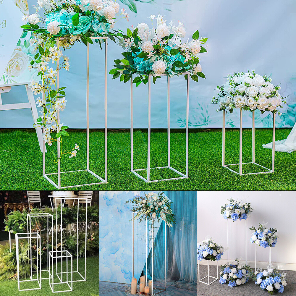 60/80cm Tall Metal Geometric Stand Flower Vase Holder Party Wedding ...