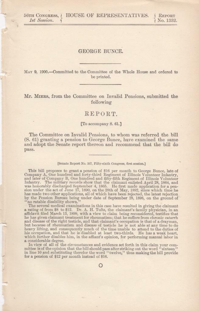 House of Representatives: George Bunce - May 9, 1900 | eBay