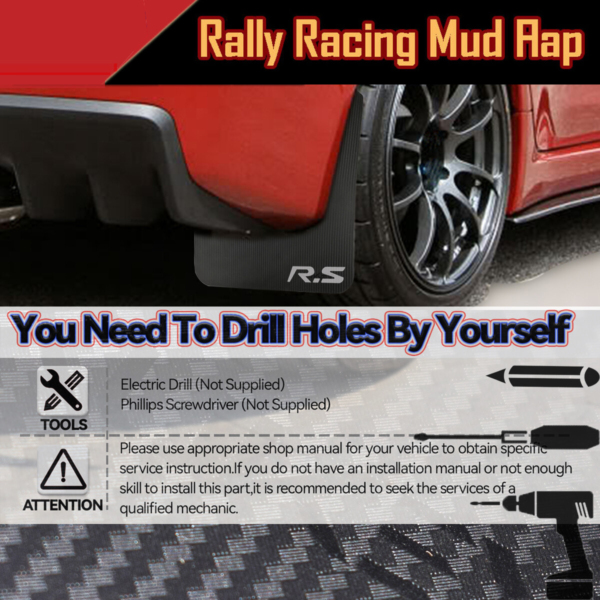 Racing Sport Universal CARBON FIBER Mud Flaps Splash Guards Car Fender ...